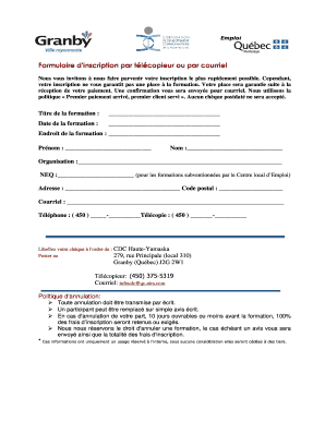 Remplissable En Ligne cdchauteyamaska Formulaire d'inscription 'inscription par t l copieur ou ...