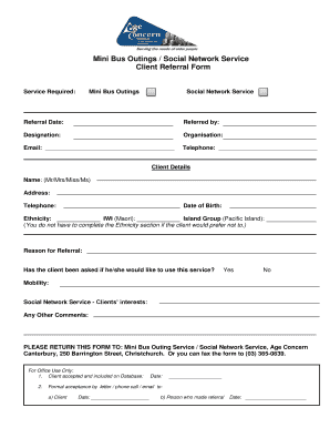 Fillable Online ageconcerncan org Mini Bus Outings Social Network ...