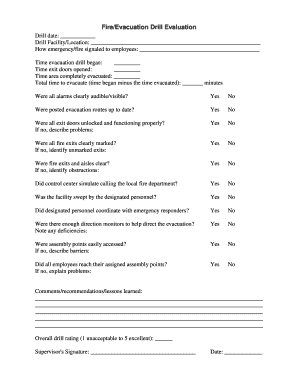 Fillable Online wellness co weld co Fire/Evacuation Drill Evaluation ...
