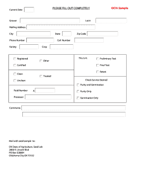 Fillable Online PLEASE FILL OUT COMPLETELY OCIA Sample Current Date ...