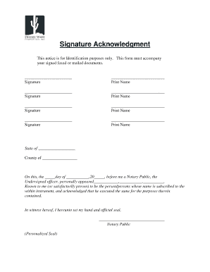 Fillable Online Signature Acknowledgment - Desert Wide Fax Email Print ...