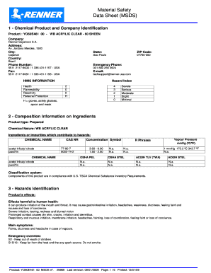 Fillable Online Material Safety Data Sheet (MSDS) 1 Chemical Product ...