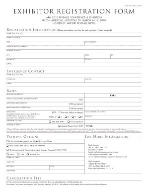 Fillable Online Exhibitor REGISTRATION form - Airport Revenue News Fax ...