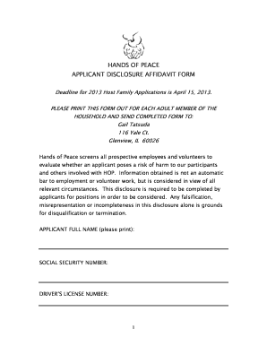 Fillable Online APPLICANT DISCLOSURE AFFIDAVIT FORM Fax Email Print ...
