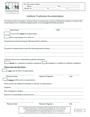 Fillable Online Antibiotic Prophylaxis Recommendation Fax Email Print ...