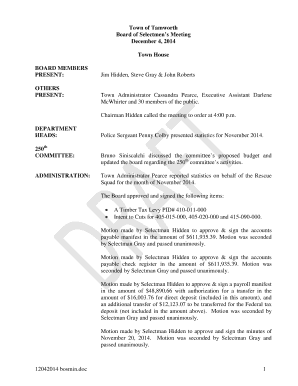 Fillable Online Town Administrator Cassandra Pearce, Executive ...