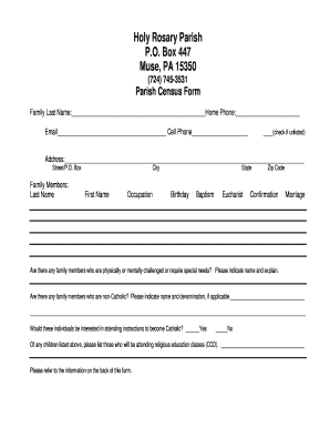 Fillable Online holyrosarymuse Form - Holy Rosary Catholic Church ...
