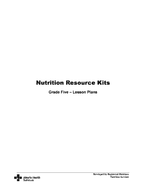 Fillable Online Nutrition Lesson Plan Grade 5. Lesson plan about ...