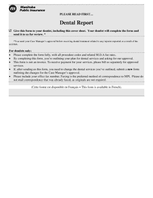 Fillable Online apps mpi mb Dental Report - English - apps mpi mb Fax ...