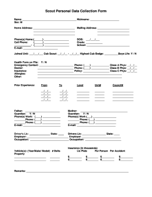 Fillable Online scoutingpages scout personal data - scoutingpages Fax ...