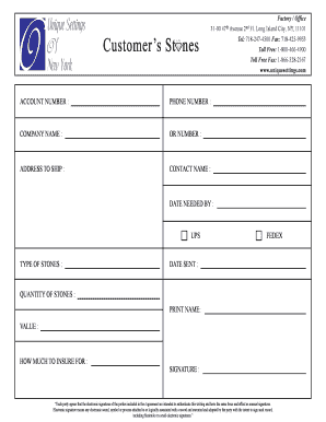 Fillable Online Customer's Stonex Form - Unique Settings Fax Email ...