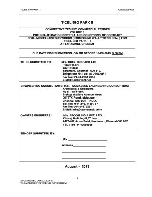 Fillable Online COMPETITIVE TECHNO COMMERCIAL TENDER PRE QUALIFICATION ...
