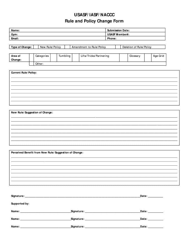 Fillable Online USASF Dance Rule and Policy Change Form Fax Email Print ...