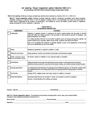 Fillable Online Visual Inspection Form - 2012 Energy Code (PDF) Fax ...