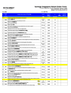Fillable Online Synergy Singapore Retail Order Form Fax Email Print ...
