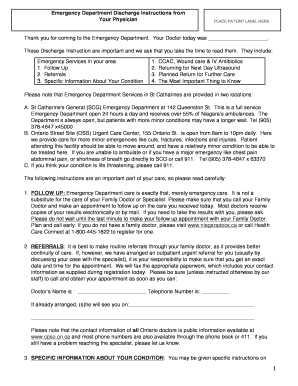 Emergency Department Discharge Instructions Template - Fill Online ...