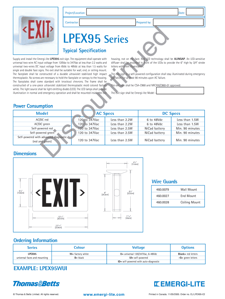 Fillable Online Thermoplastic Exit Sign - Emergi-Lite Fax Email Print ...