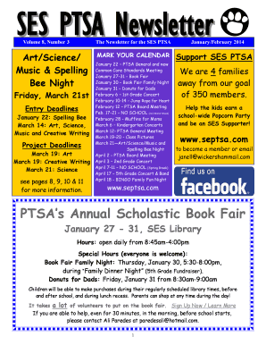 Fillable Online SES PTSA NewsletterSES PTSA Newsletter - PTSA Unit Fax ...