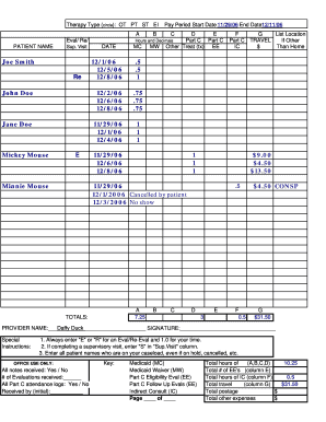 Fillable Online INDEPENDENT LIVING, INC. COTA / PTA TIMESHEET THERAPY ...