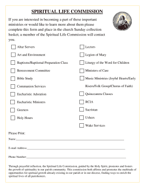 Fillable Online ourladyofhumility SPIRITUAL LIFE COMMISSION - Our Lady ...