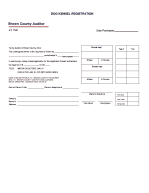 Fillable Online browncountyauditor DOG KENNEL REGISTRATION Fax Email ...