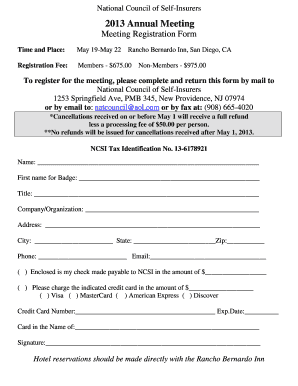 Fillable Online 2013 Annual Meeting Meeting Registration Form Fax Email ...