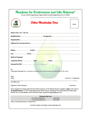 Fillable Online MEMBERSHIP FORM Fellow Membership Form Fax Email Print ...
