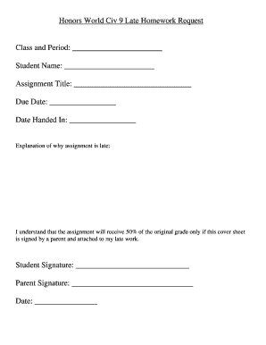 Fillable Online Late Homework Request 2014doc Fax Email Print - pdfFiller