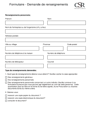 Remplissable En Ligne csrpa Formulaire - Demande de renseignements ...
