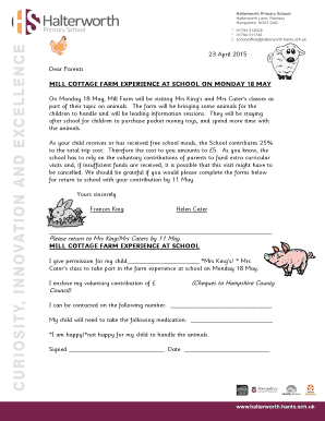 Fillable Online halterworth hants sch Please return to Mrs King/Mrs Caters by 11 May ...