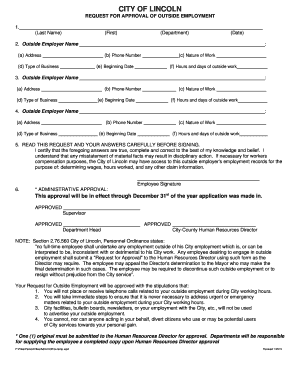 Fillable Online Outside Employment Approval Form - CJIS Fax Email Print ...