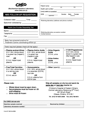 Fillable Online newbornscreening on BS FOLLOW-UP REQUISITION - Newborn ...