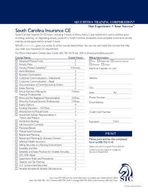 Fillable Online South Carolina Insurance CE Fax Email Print - pdfFiller