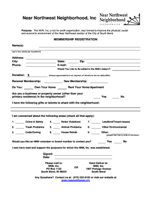 Fillable Online nearnorthwest Membership Form - Near Northwest Neighborhood Fax Email Print ...