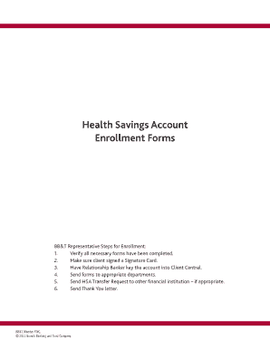 Fillable Online Health Savings Account Enrollment Forms BB& Fax Email ...