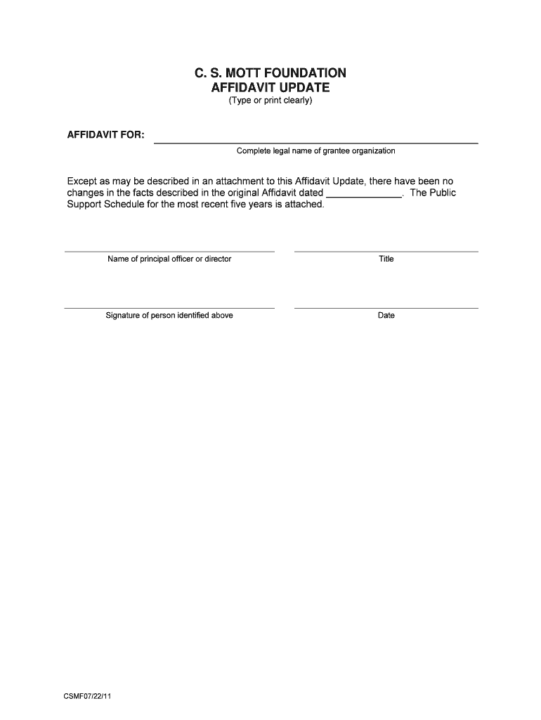Fillable Online Affidavit Update Form Mott Affidavit Update Form Fax ...