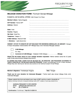 Fillable Online MILEAGE DONATION ORDER FORM Formulir Pemesanan Donasi Fax Email Print - pdfFiller