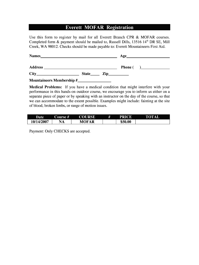 Fillable Online Everett MOFAR Registration Fax Email Print - pdfFiller