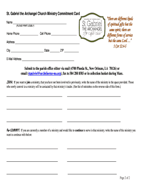 Fillable Online stgabe St Gabriel the Archangel Church Ministry ...