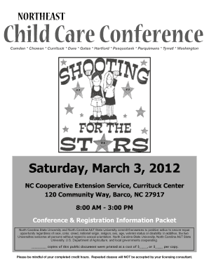 Fillable Online hertford ces ncsu NORTHEAST Child Care Conference ...