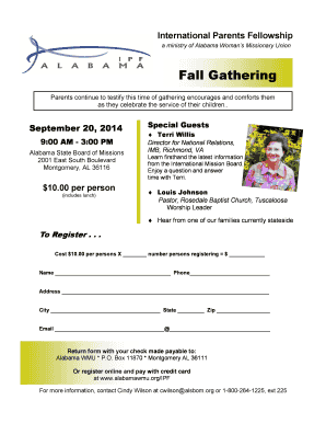 Fillable Online Fall Gathering - Alabama WMU Fax Email Print - pdfFiller