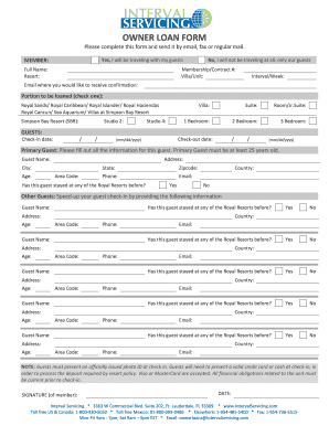 Fillable Online OWNER LOAN FORM - bmybbintervalservicingbbcomb Fax ...
