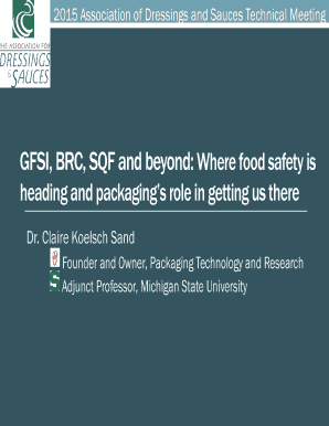 Fillable Online GFSI, BRC, SQF and beyond: Where food safety is Fax ...