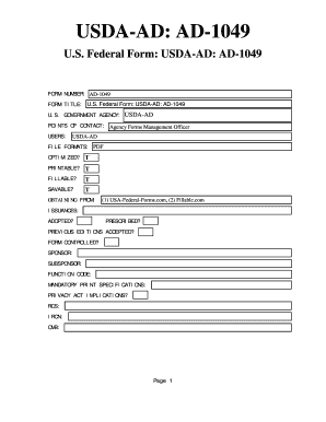 Fillable Online AD-1049. U.S. Federal Form Fax Email Print - pdfFiller
