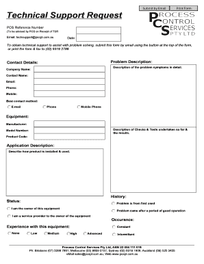 Fillable Online Technical Support Request - PCS Fax Email Print - pdfFiller