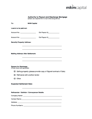 Fillable Online Authority to Payout and Discharge Mortgage Fax Email ...