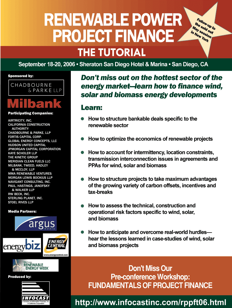 Fillable Online RenewAble PoweR PRojecT FinAnce - Infocast Fax Email ...