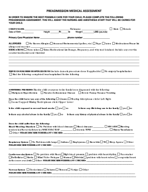 Fillable Online PREADMISSION MEDICAL ASSESSMENTdoc Fax Email Print ...