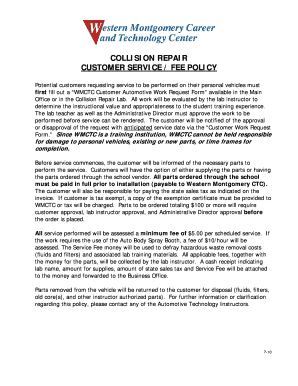 Fillable Online westerncenter COLLISION REPAIR WORK ORDER FORM REV 2-11 ...