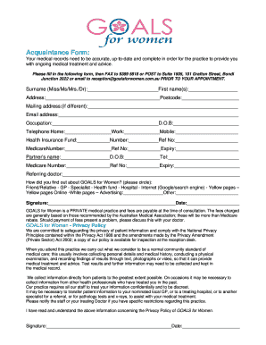 Fillable Online Acquaintance Form 2008 - Goals for Women Fax Email ...